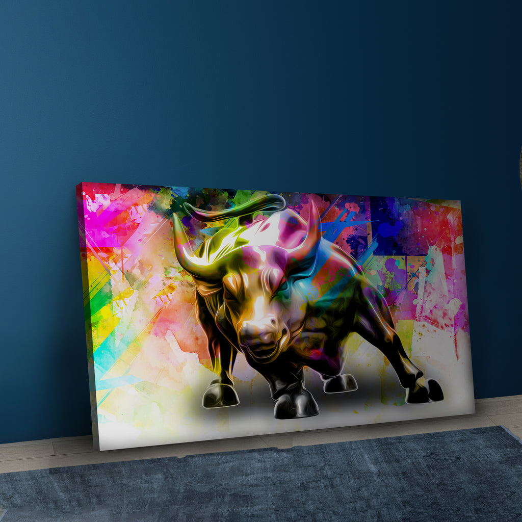 BIg Bull Canvas Wall Art | Animal Canvas Wall Art Painting Prints ...