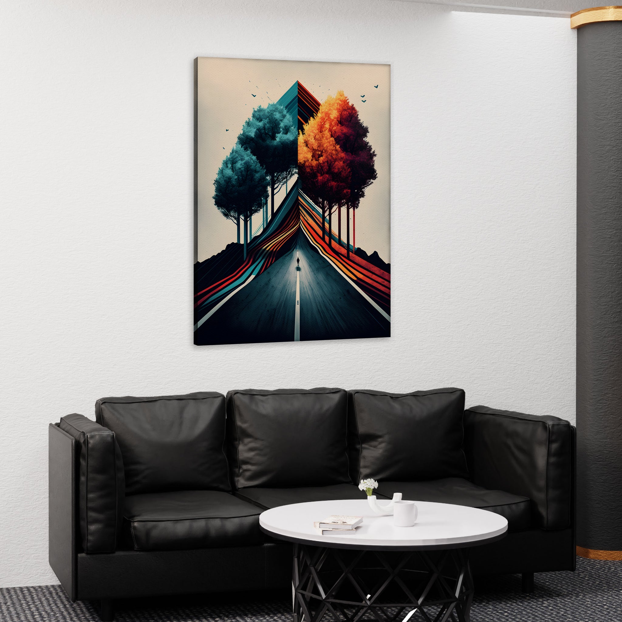 Trees & Highway Abstract Art | Abstract Canvas Wall Art Painting Prints ...